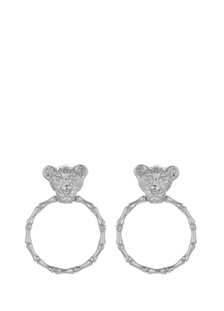 Aden Newyork Kadın Silver Ayıcık Formlu Halka Küpe Gri M EU