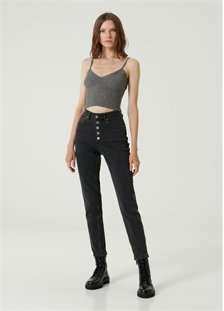 Allsaints Kadın Lexi V Yaka Crop Triko Gri L EU Allsaints Kadın Lexi V Yaka Crop Triko Gri L EU
