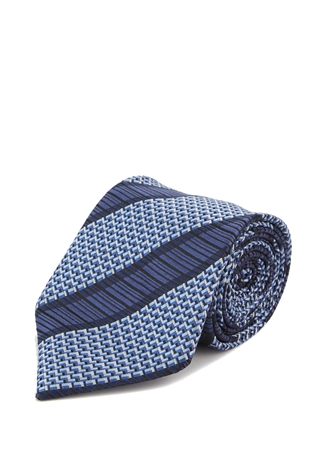 Zegna Erkek Mavi Verev Çizgili İpek Kravat EU Zegna Erkek Mavi Verev Çizgili İpek Kravat EU