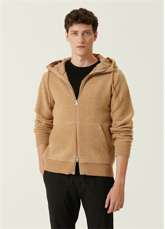 Academia Erkek Camel Kapüşonlu Dokulu Yün Hırka Kahverengi S EU