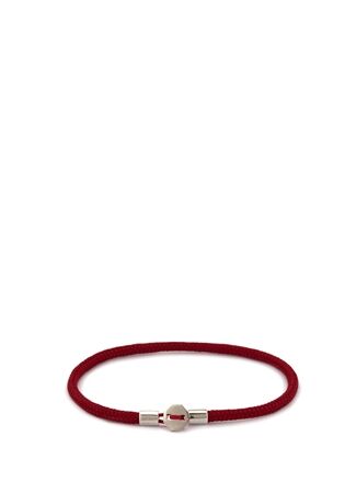 AtolyeWolf Erkek Bordo Örgü Dokulu Gümüş Rengi Bileklik EU