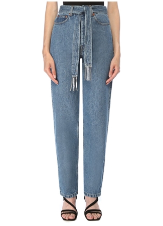 Forte Couture Kadın Yüksek Bel Kuşak Detaylı Jean Pantolon Mavi 25 US Forte Couture Kadın Yüksek Bel Kuşak Detaylı Jean Pantolon Mavi 25 US