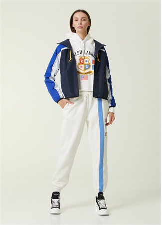 Polo Ralph Lauren Kadın Beyaz Şeritli Patch Detaylı Eşofman Altı Mavi S EU