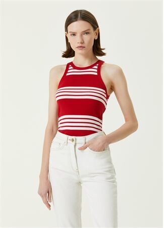 Polo Ralph Lauren Kadın Kırmızı Beyaz Çizgili T-shirt XS EU