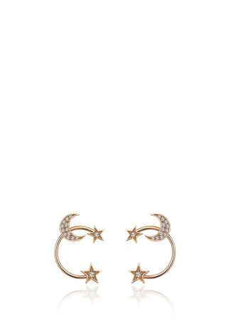 Mevaris Kadın Stardust Altın Rengi Küpe Pembe EU