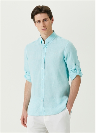 Fiji Erkek Slim Fit Su Yeşili Keten Gömlek Yeşil S Eu Fiji Erkek Slim Fit Su Yeşili Keten Gömlek Yeşil S Eu