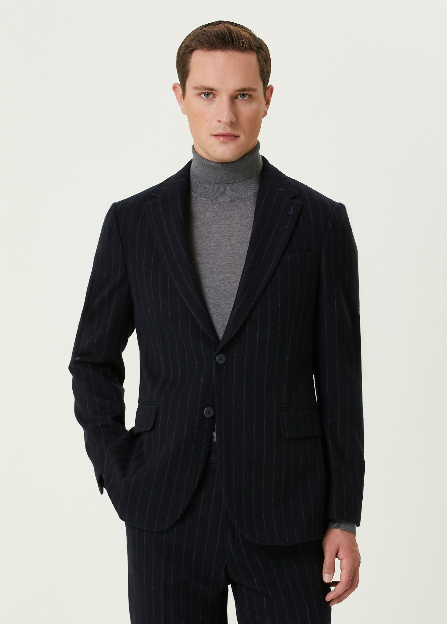 Navy blue Beymen Club Navy blue Men Navy Blue Striped Wool Jacket ...