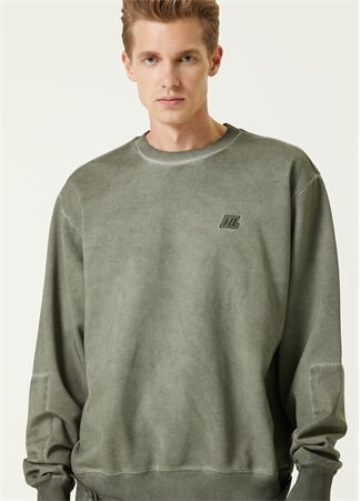 Helmut Lang Erkek Haki Logo Detaylı Sweatshirt M EU