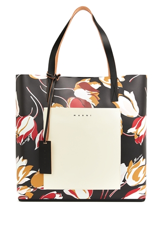 Marni Kadın Siyah Yaprak Desenli Çanta EU Marni Kadın Siyah Yaprak Desenli Çanta EU