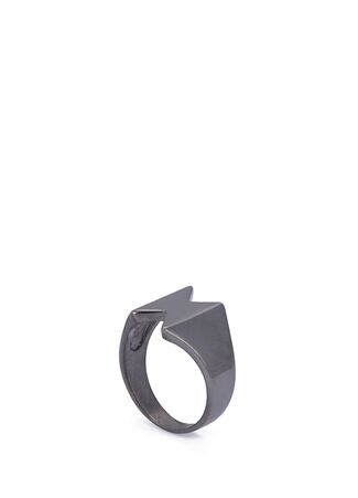 AtolyeWolf Erkek Siyah Şimşek Formlu Gümüş Rengi Yüzük EU