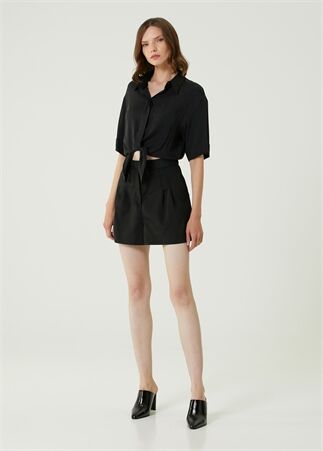 Academia Kadın Siyah İpek Gömlekli Mini Tulum 40 Academia Kadın Siyah İpek Gömlekli Mini Tulum 40