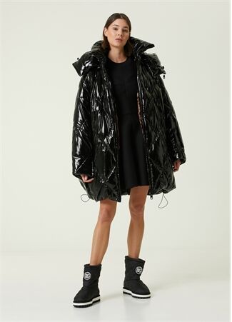 Dolce&Gabbana Kadın Siyah Kapüşonlu Puff Mont 38 IT