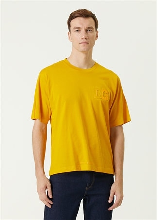 Dolce&Gabbana Erkek Sarı Kabartmalı Logolu T-shirt 46 IT