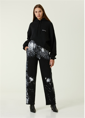 Balenciaga Kadın Siyah Beyaz Baskılı Eşofman Altı S EU