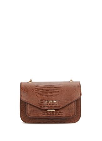 Divarese Kadın Taba Krokodil Dokulu Omuz Çantası Turuncu EU