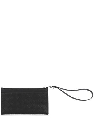 Bottega Veneta Erkek Siyah Örgü Dokulu Deri Kartlık EU