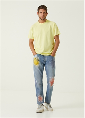 John Elliott Erkek Mavi Batik Desen Detaylı Jean Pantolon 32 US John Elliott Erkek Mavi Batik Desen Detaylı Jean Pantolon 32 US