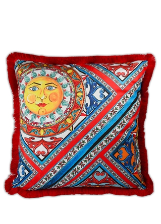 Baci Milano Sole Mio Kırmızı Püsküllü 60x60 Cm Kadife Yastık Baci Milano Sole Mio Kırmızı Püsküllü 60x60 Cm Kadife Yastık