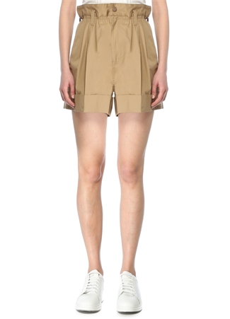 Moncler Kadın Bej Yüksek Bel Pilili Şort 42 IT