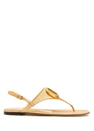 Valentino Garavani Kadın Gold Logolu Deri Sandalet Altın Rengi 36 EU