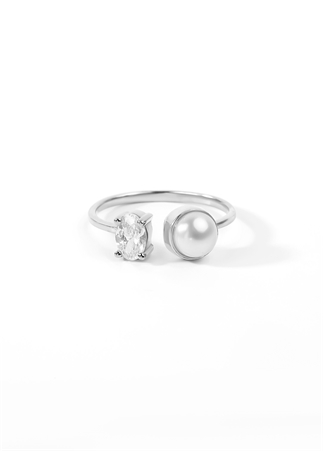 The Anoukis Kadın Melody İnci Detaylı Altın Rengi Yüzük Beyaz 0