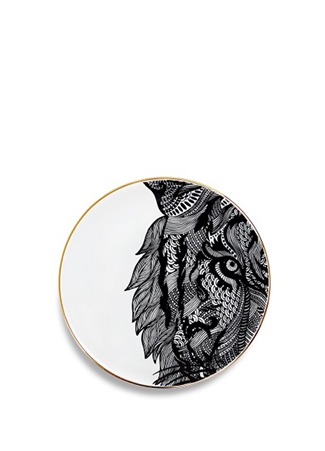Some Home İstanbul Bold Collectıon Kaplan Figürlü 17 Cm Ekmek Tabak Siyah