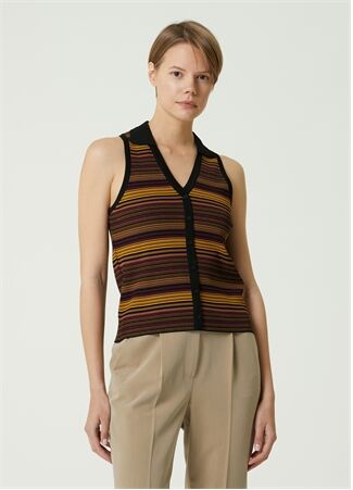 Beymen Club Kadın Bordo Polo Yaka Çizgili Kolsuz Triko S