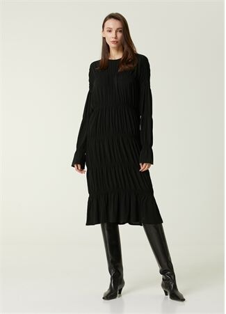 Toteme Kadın Siyah Büzgü Detaylı Midi Elbise XS EU