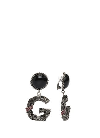 Dolce&Gabbana Kadın Silver Logo Formlu Küpe Gri EU