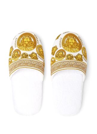 Versace Beyaz Gold Medusa Desenli Havlu Terlik