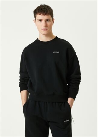 Off-White Erkek Siyah Logo Baskılı Sweatshirt S EU