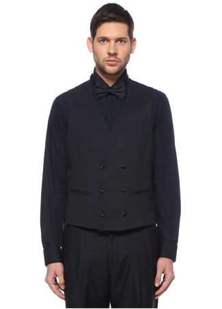 Cerimonia Erkek Lacivert V Yaka Kruvaze Yelek 46 IT