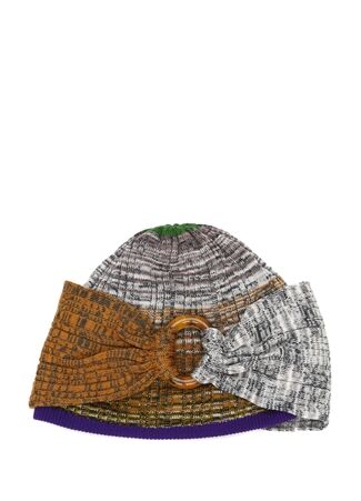 Missoni Kadın Mor Sarı Fiyonk Detaylı Yün Bere M EU