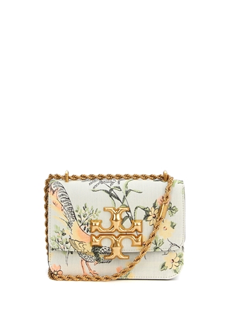 Tory Burch Kadın Yeşil Çiçek Desenli Logolu Omuz Çantası EU