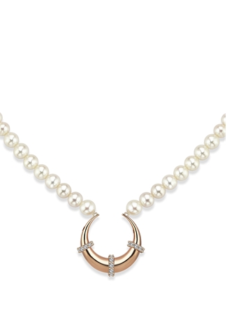 Mevaris Kadın Selene İncili Pırlantalı Altın Rengi Kolye Pembe EU