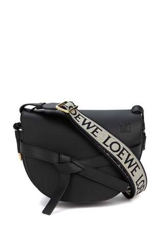 Loewe Kadın Siyah Logolu Deri Omuz Çantası EU
