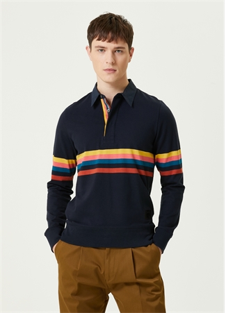 Paul Smith Erkek Lacivert Polo Yaka Şeritli Sweatshirt M Eu Paul Smith Erkek Lacivert Polo Yaka Şeritli Sweatshirt M Eu