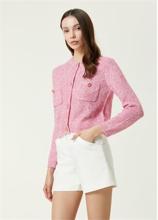 Maje Kadın Pembe Dokulu Kazak Us