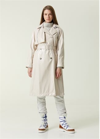 Beymen Club Kadın Taş Kapüşonlu Garnili Pardösü Gri L