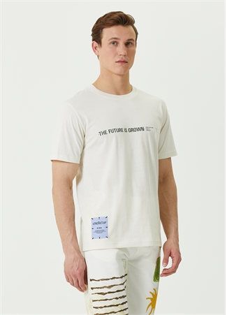Mcq Erkek Ekru Slogan Baskılı Figür Desenli T-shirt Bej Xs Eu