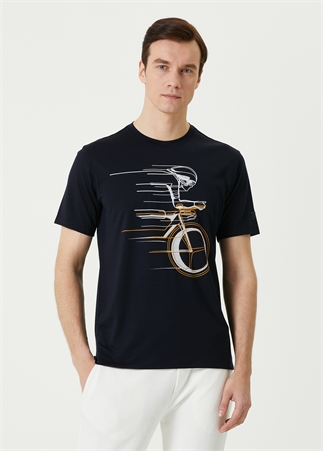 Z Zegna Erkek Lacivert Figür Baskılı T-shirt S Eu