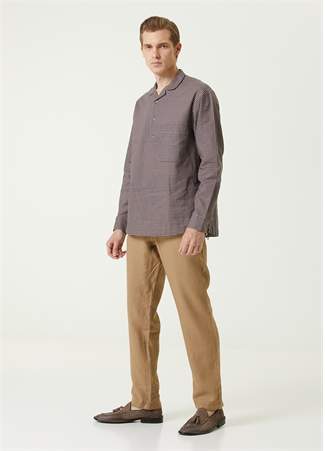 Palzileri Lab Erkek Kamel Beli Kordonlu Keten Pantolon Kahverengi 54 IT