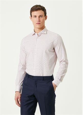 Pal Zileri Erkek Bordo Ekose Desenli Gömlek 42 IT