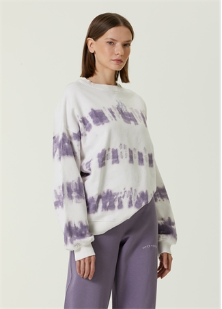 Fifty Pieces Kadın Beyaz Mor Logolu Batik Desenli Oversize Sweatshirt M/L EU Fifty Pieces Kadın Beyaz Mor Logolu Batik Desenli Oversize Sweatshirt M/L EU