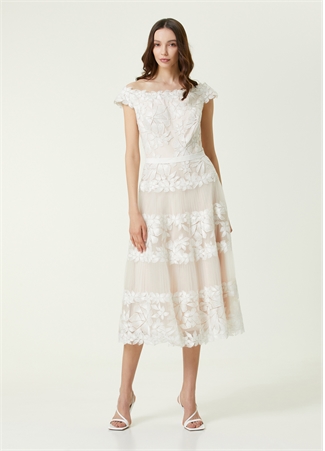 Tadashi Shoji Kadın Ekru Çiçek Nakışlı Kayık Yaka Midi Elbise Beyaz 6 Us Tadashi Shoji Kadın Ekru Çiçek Nakışlı Kayık Yaka Midi Elbise Beyaz 6 Us