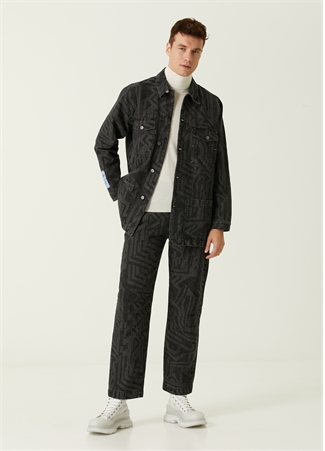 MCQ Erkek Siyah Desenli Boru Paça Jean Pantolon 34 US