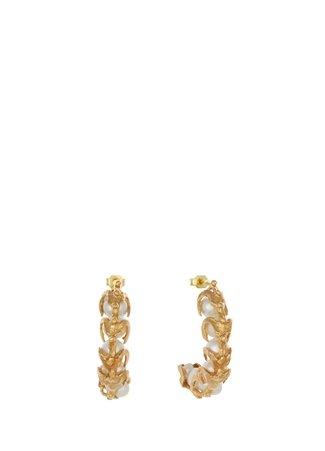 Glowing Diaries Kadın İncili Halka Formlu Altın Rengi Kaplama Küpe EU