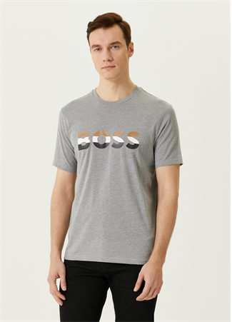 Boss Erkek Regular Fit Gri Logolu T-shirt S EU Boss Erkek Regular Fit Gri Logolu T-shirt S EU