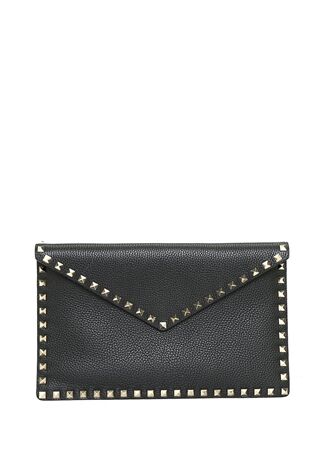 Valentino Garavani Kadın Rockstud Siyah Deri El Portföyü EU