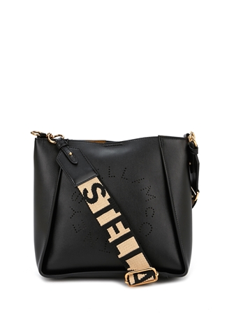 Stella McCartney Kadın Siyah Logolu Omuz Çantası EU